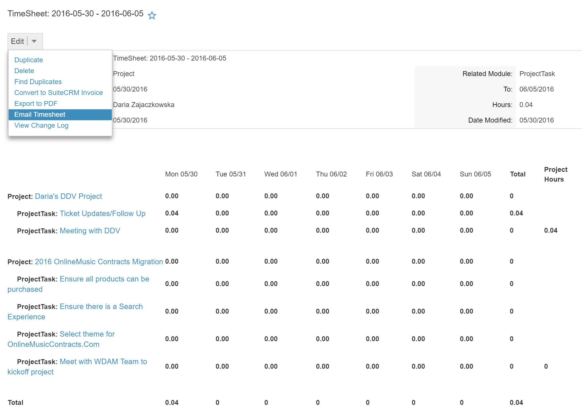 Timesheet Ninja for SuiteCRM | SuiteCRM Module